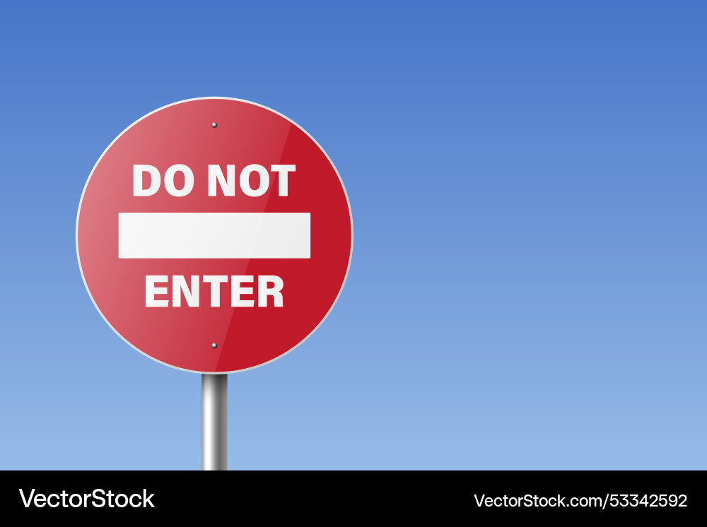 Do not enter white and red round glossy Royalty Free Vector