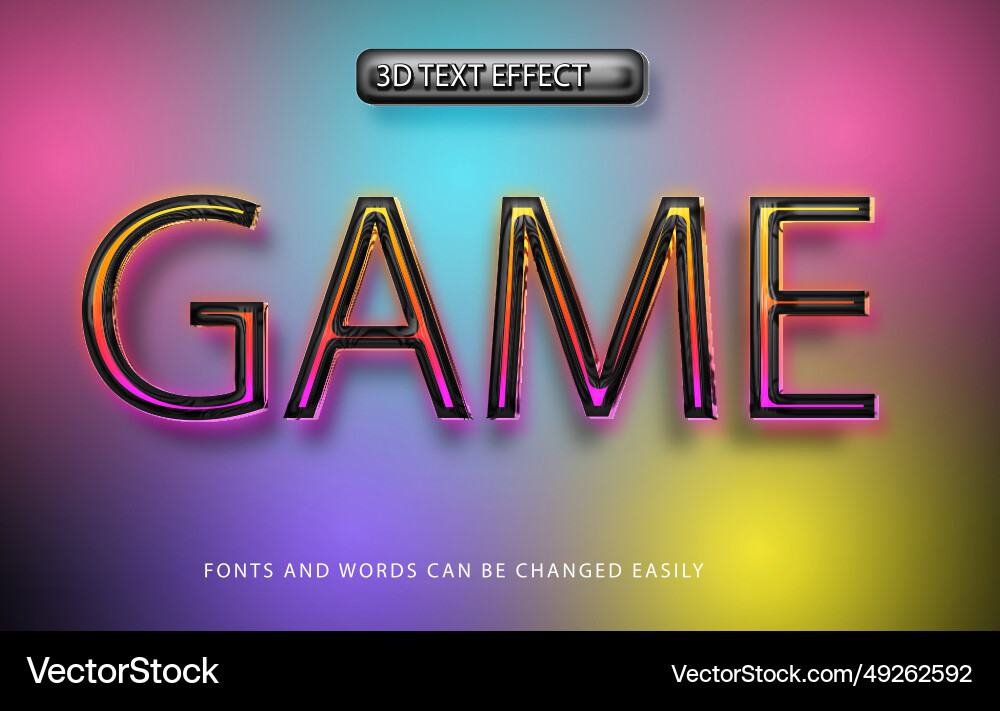 Game colorful 3d glossy editable text effect style