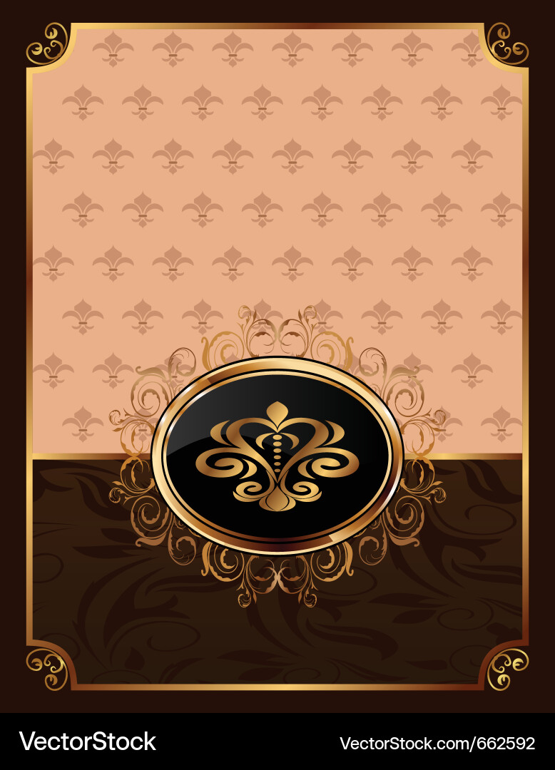 Golden ornate frame with emblem Royalty Free Vector Image