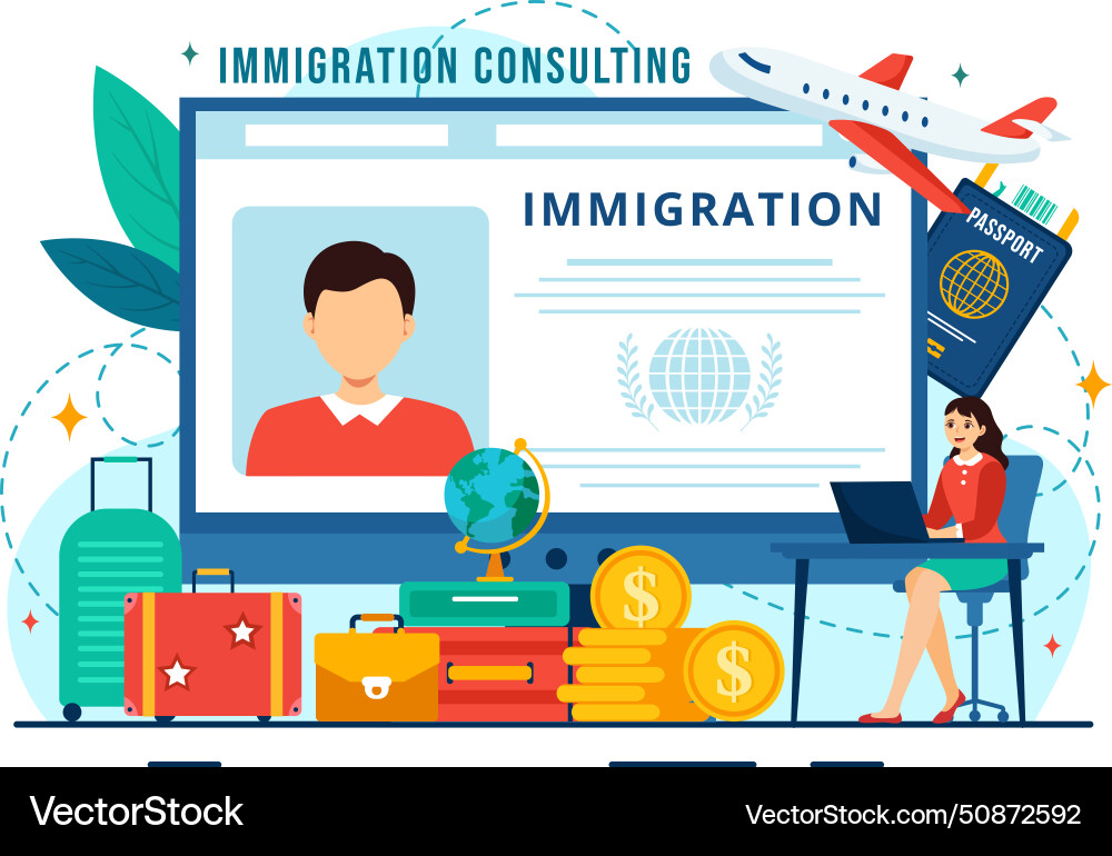 Immigration consultant with counseling assistance Vector Image