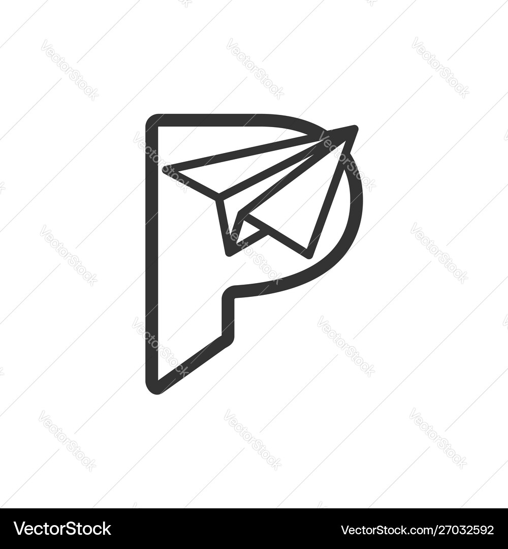 Letter p paper plane logo Royalty Free Vector Image
