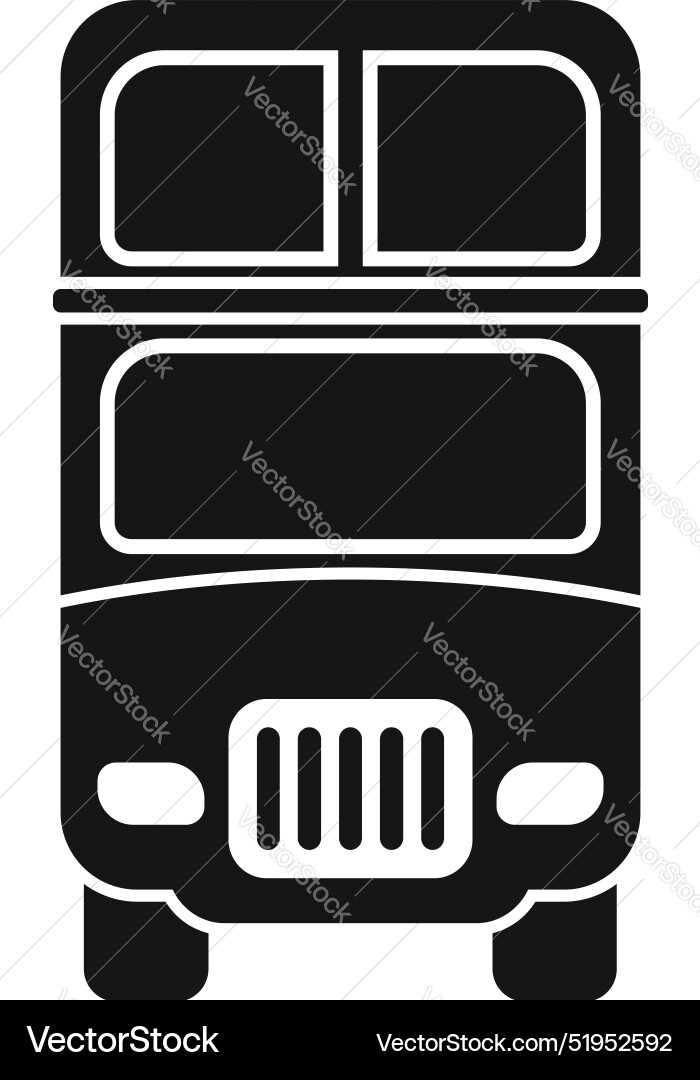 London double decker bus driving front view simple