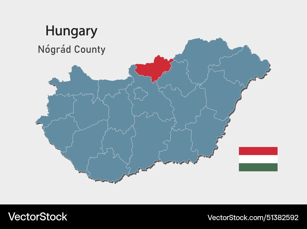 Map hungary county nograd Royalty Free Vector Image