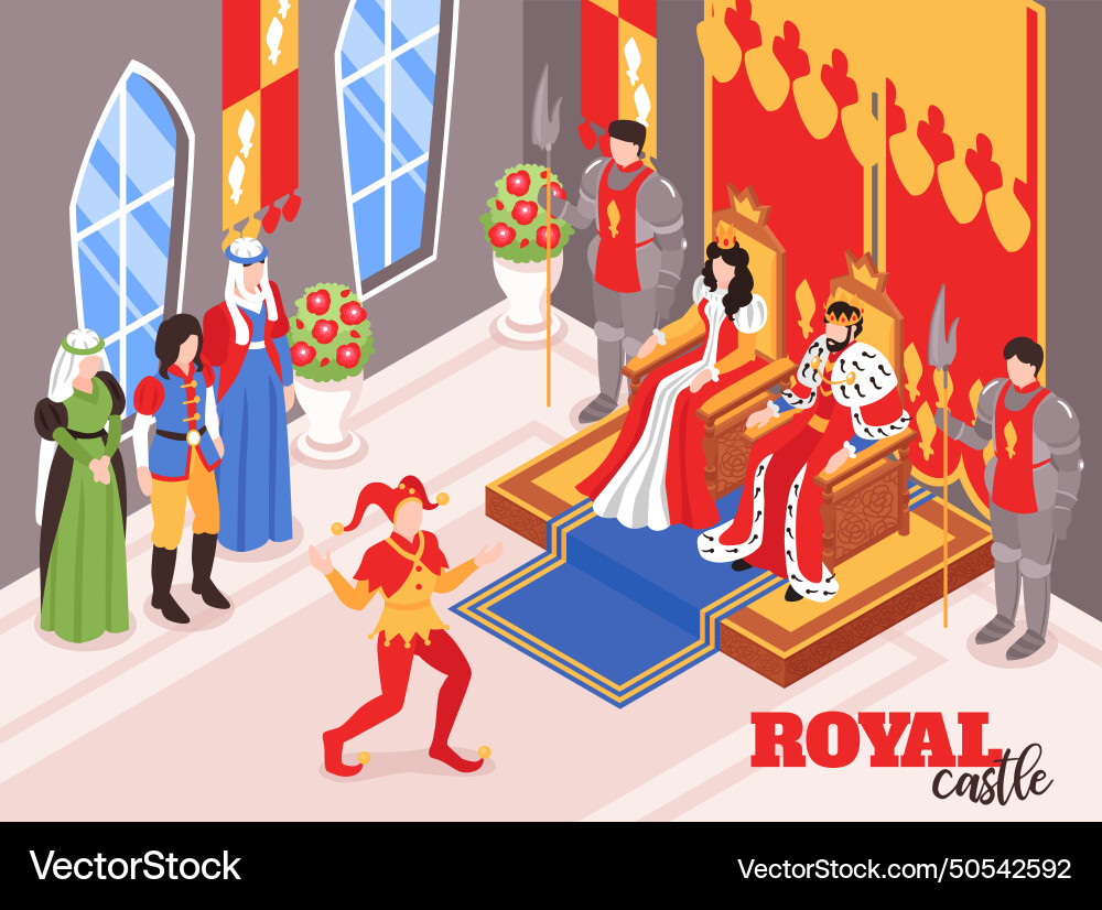 Royal life isometric composition Royalty Free Vector Image
