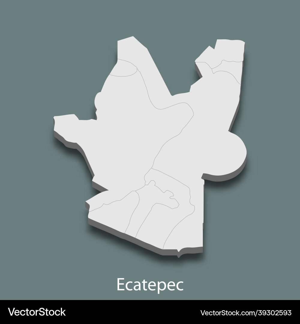 3d isometric map of ecatepec is a city mexico Vector Image