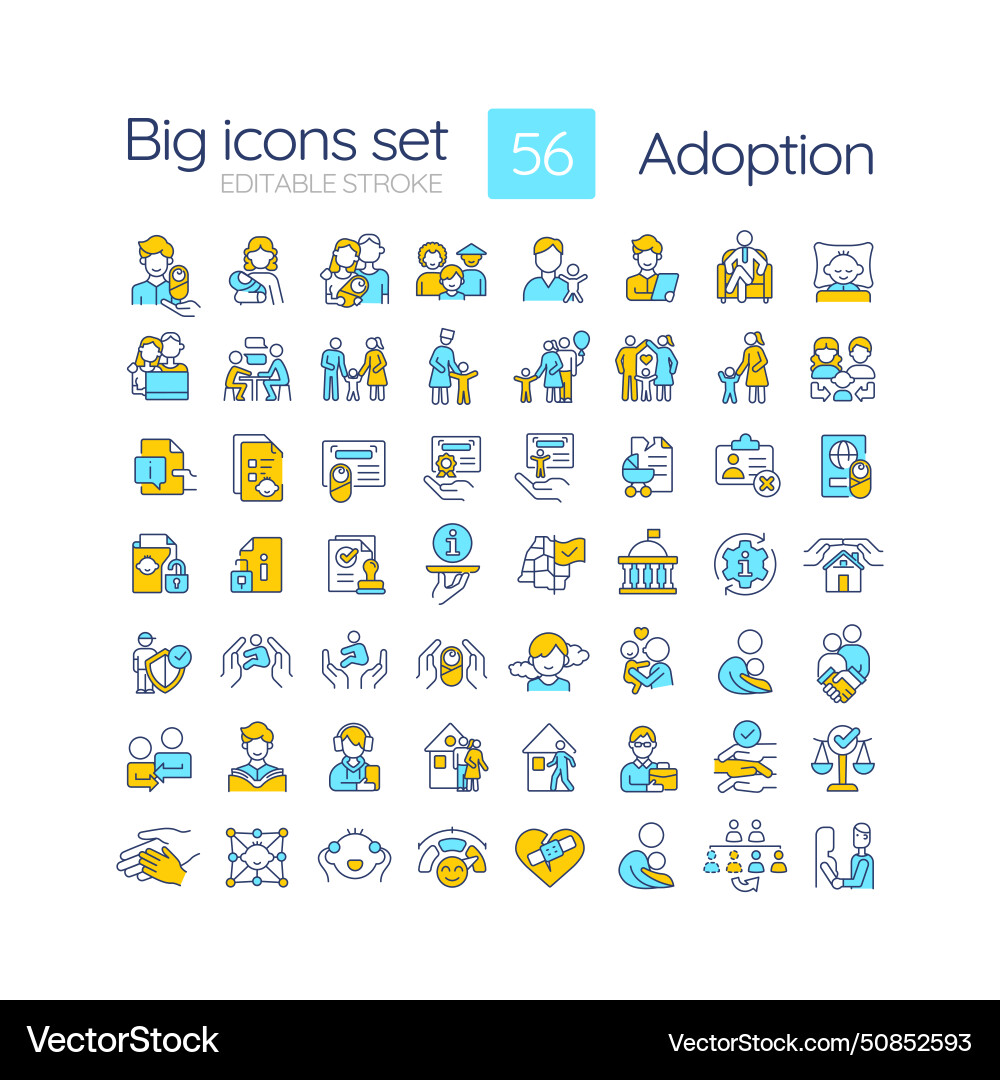 Adoption rgb color icons set Royalty Free Vector Image