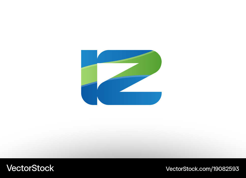 Blue green iz i z alphabet letter logo Royalty Free Vector