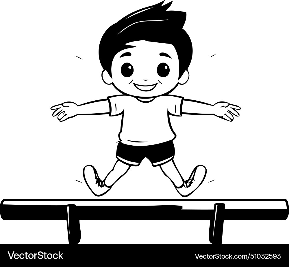 Boy jumping over obstacle isolated on white Vector Image