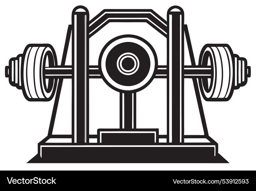 Chest press machine line art silhouette Royalty Free Vector