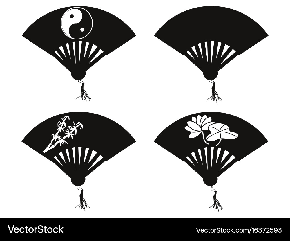 Chinese Fan Icons Collection Royalty Free Vector Image