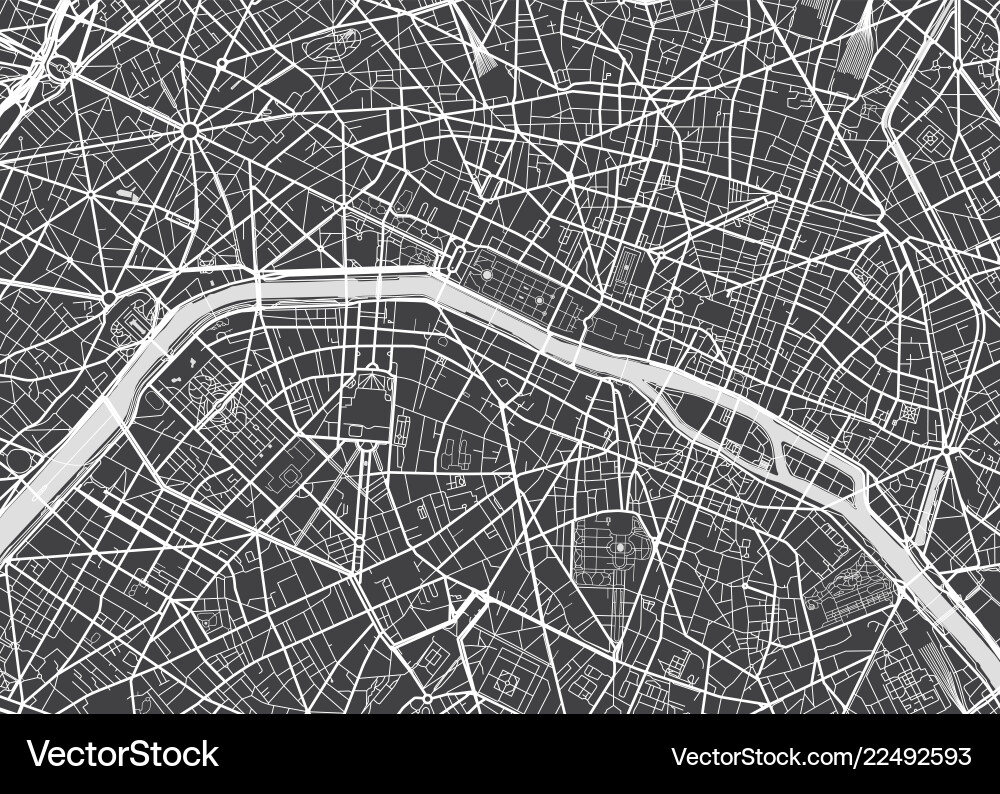 Detailed map paris Royalty Free Vector Image - VectorStock