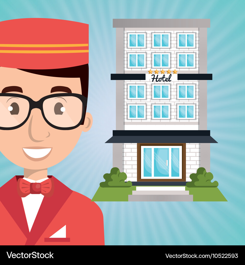 Employee hotel building icon Royalty Free Vector Image