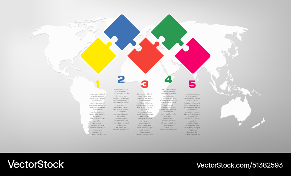 Five steps line infographic puzzle template Vector Image