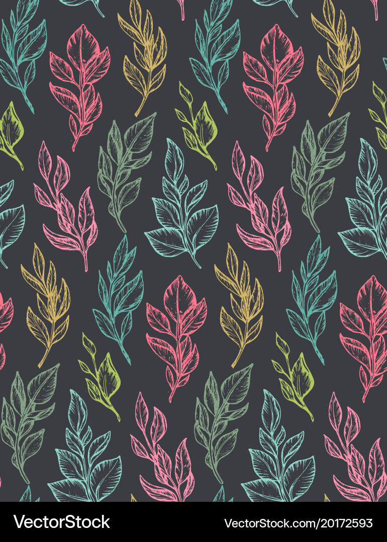 Hand Drawn Leaf Pattern Royalty Free Vector Image
