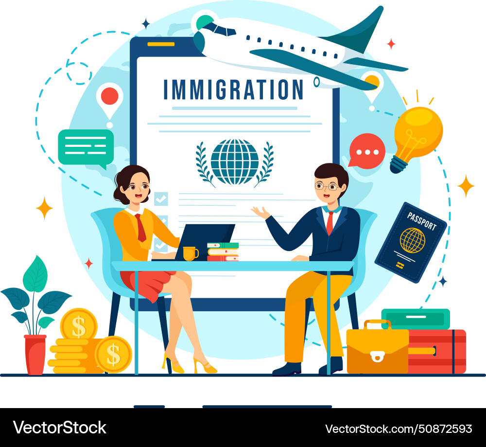 Immigration consultant with counseling assistance Vector Image