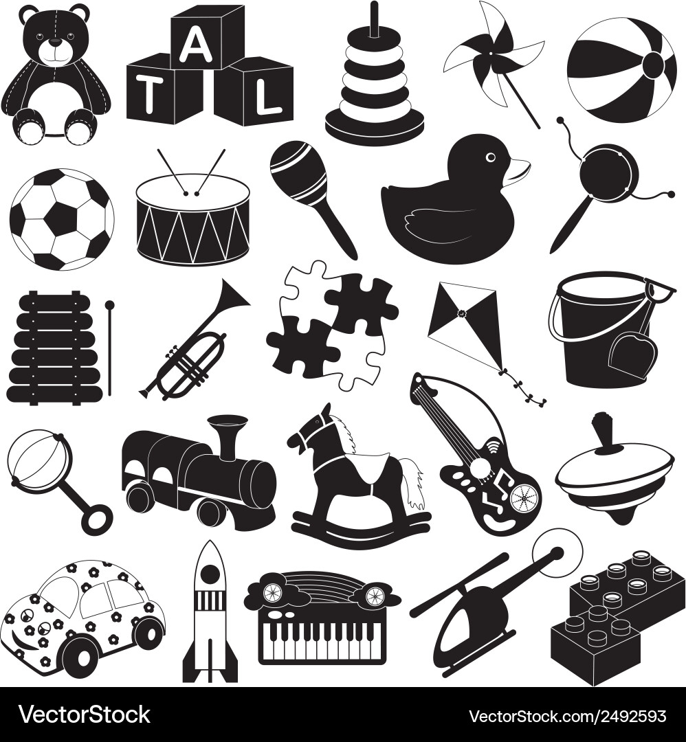 Kids Toys Icon Collection Royalty Free Vector Image