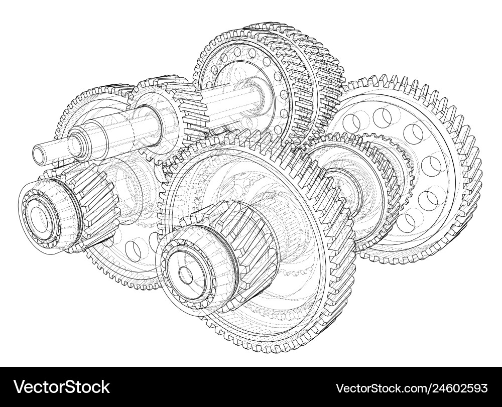 Outline gearbox concept Royalty Free Vector Image