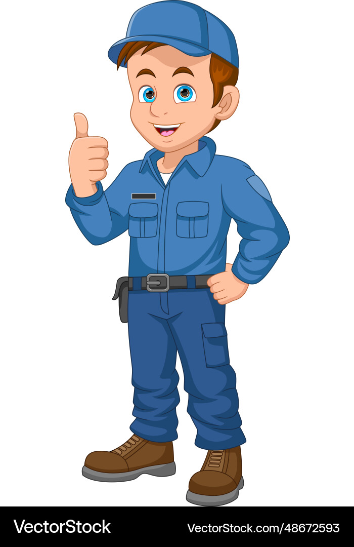 Security guard gives thumbs up cartoon Royalty Free Vector