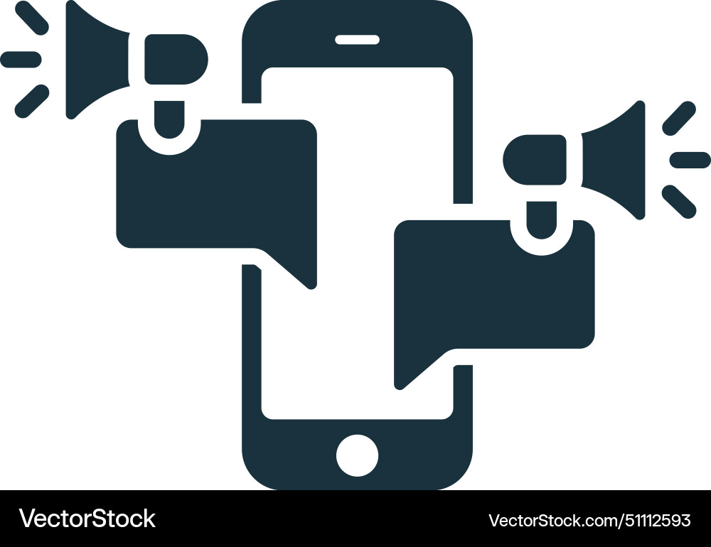 Sms marketing icon monochrome simple mobile Vector Image