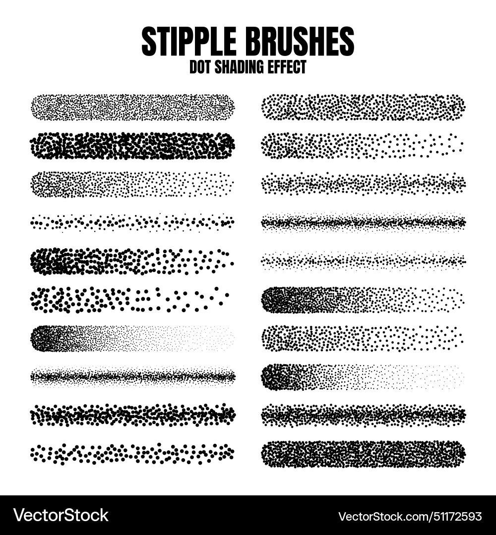 Stipple scatter brush ink drawing and texturing Vector Image