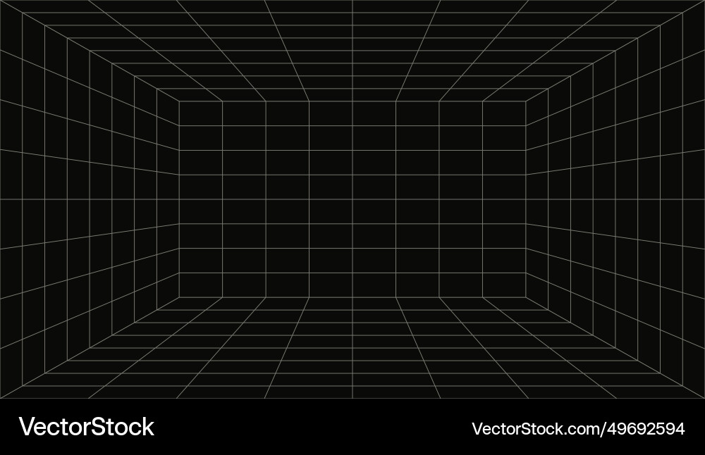3d futuristic wire box room with white grid Vector Image