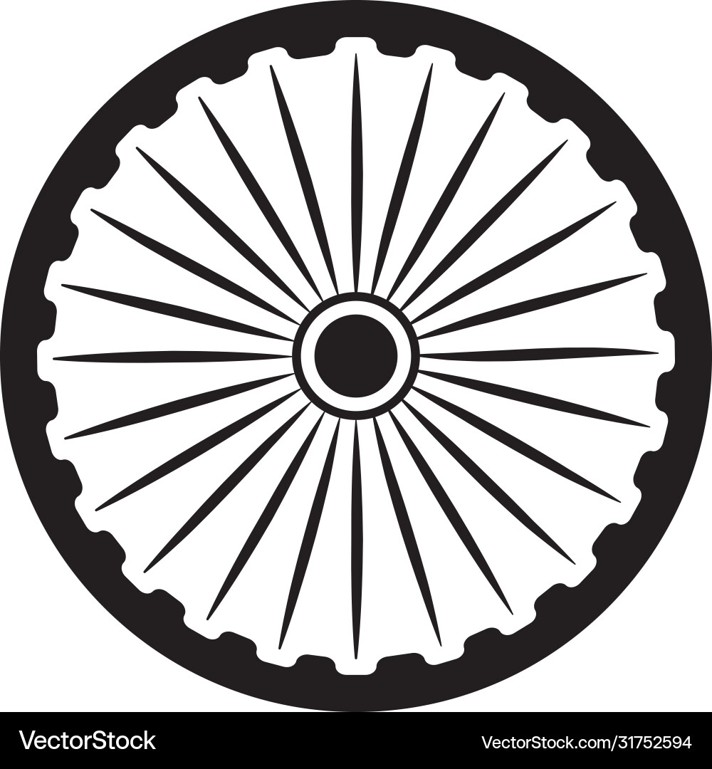Ashoka chakra symbol icon silhouette style Vector Image