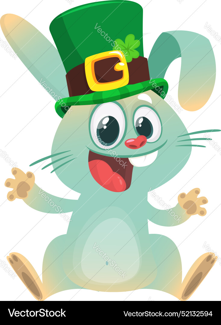 Cartoon happy bunny rabbit character wearing st Vector Image