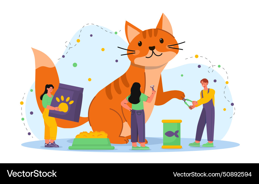 Cat care concept Royalty Free Vector Image - VectorStock