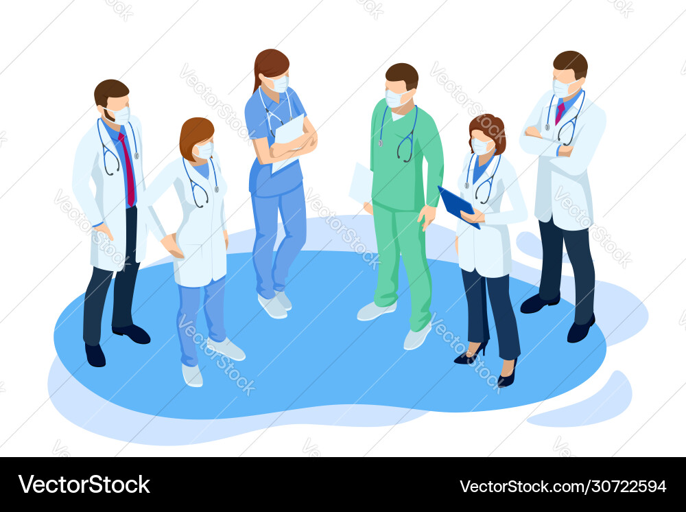 Isometric concept thank you doctors and nurses Vector Image