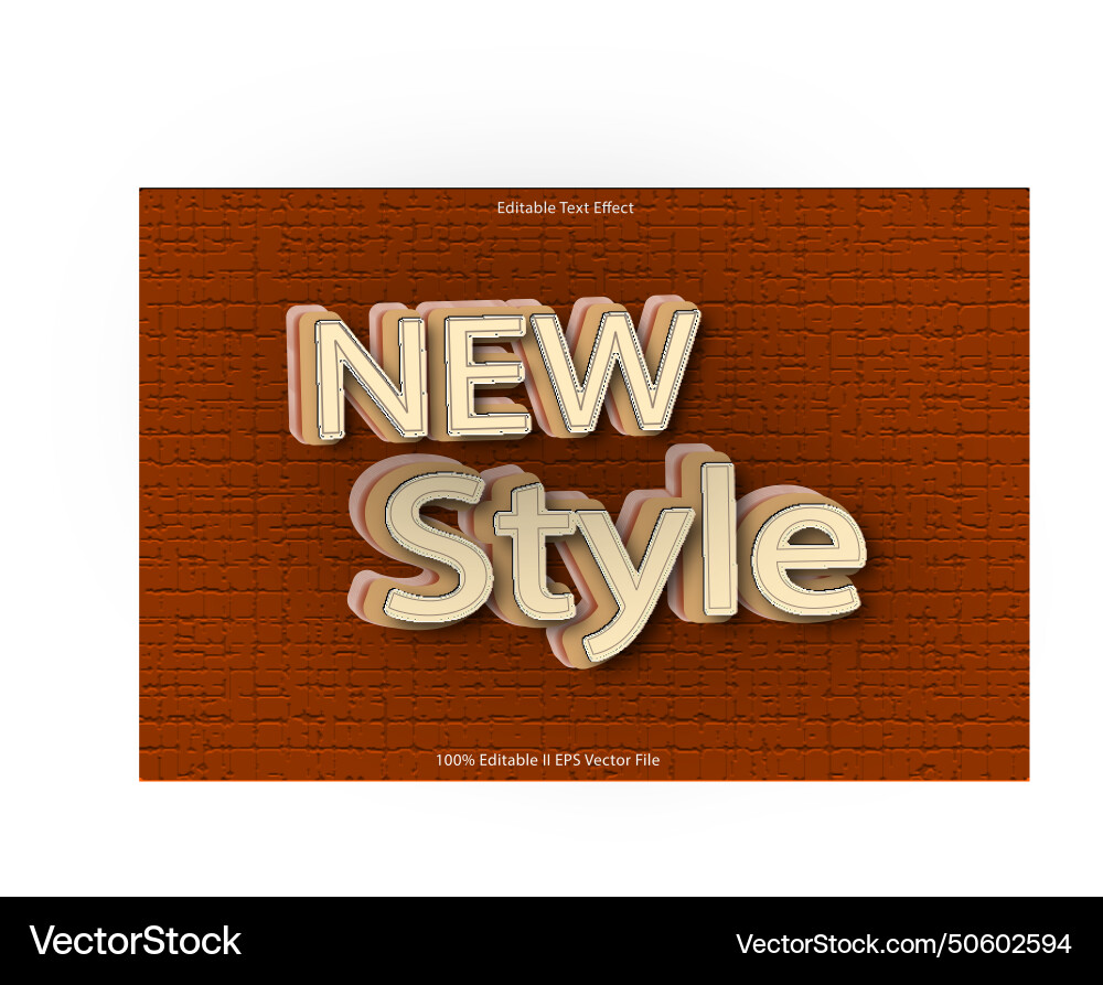 New style editable text effect 3d emboss Vector Image