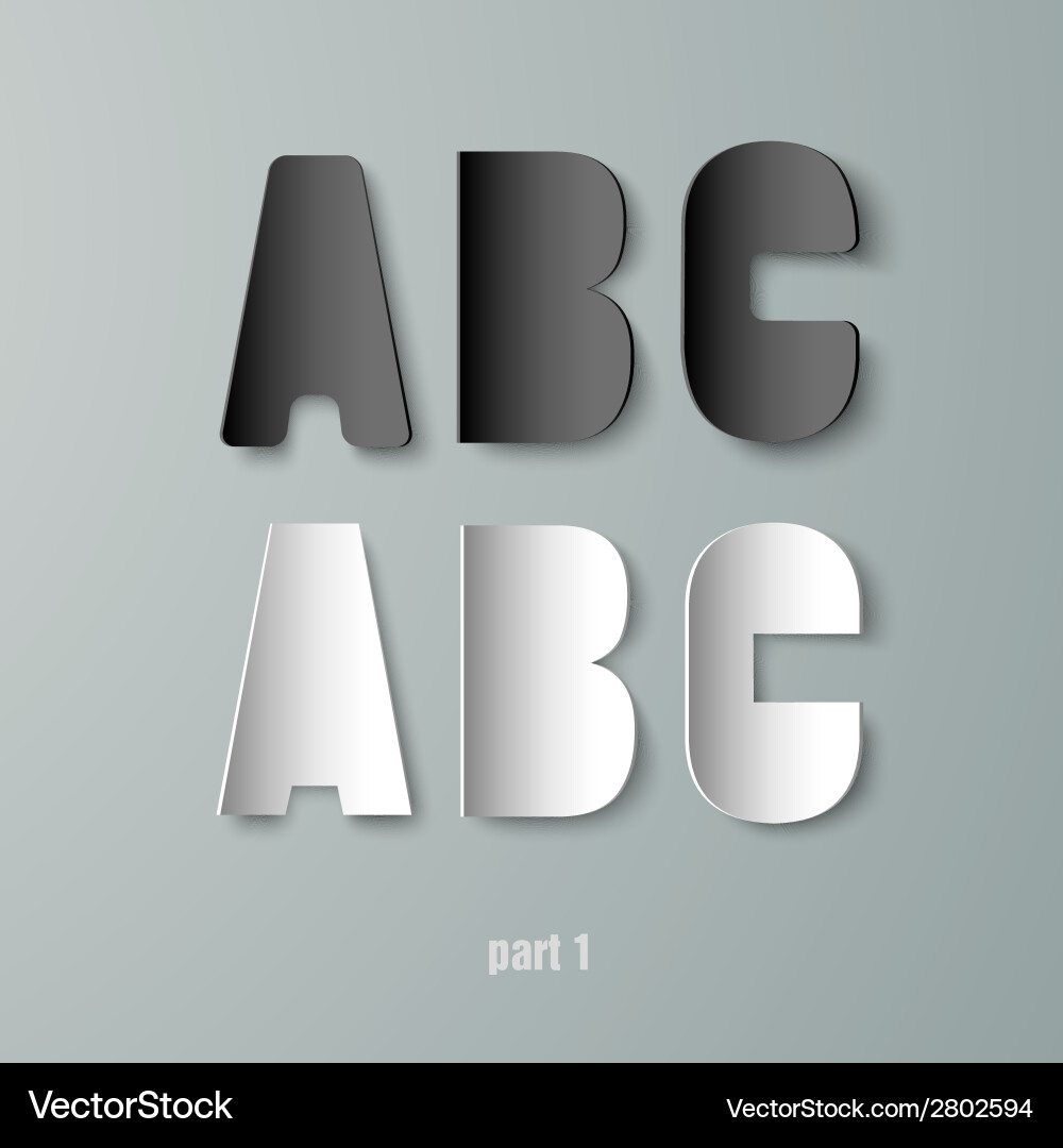Paper graphic alphabet white and black abc Vector Image