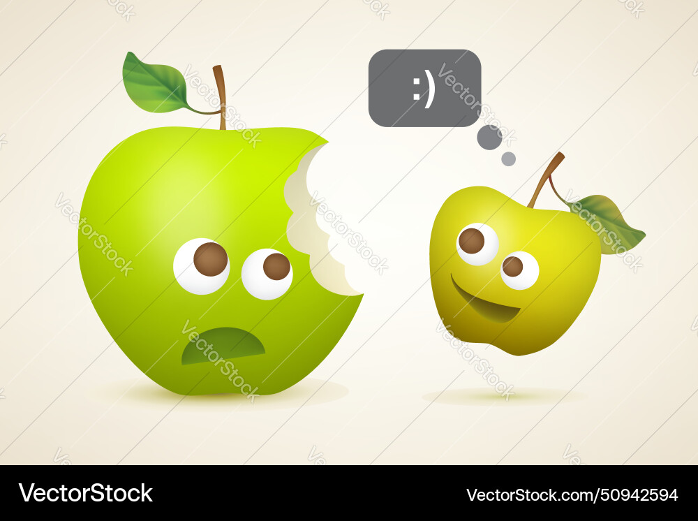Two funny apples Royalty Free Vector Image - VectorStock