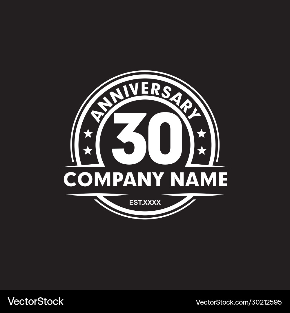 30th year anniversary emblem logo design template Vector Image