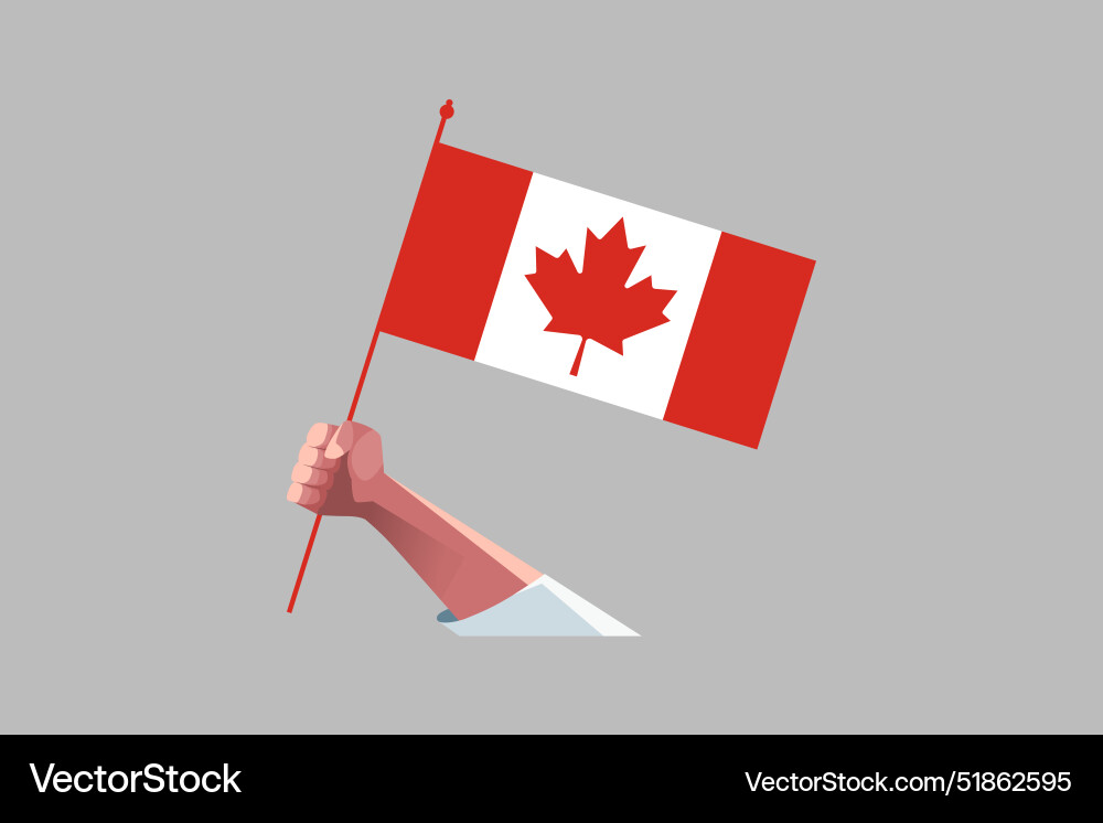 A hand holding an canada flag Royalty Free Vector Image