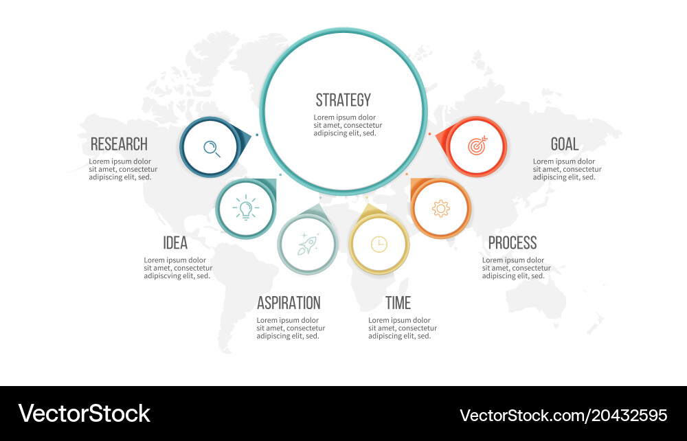 Business infographic organization chart with 6 Vector Image