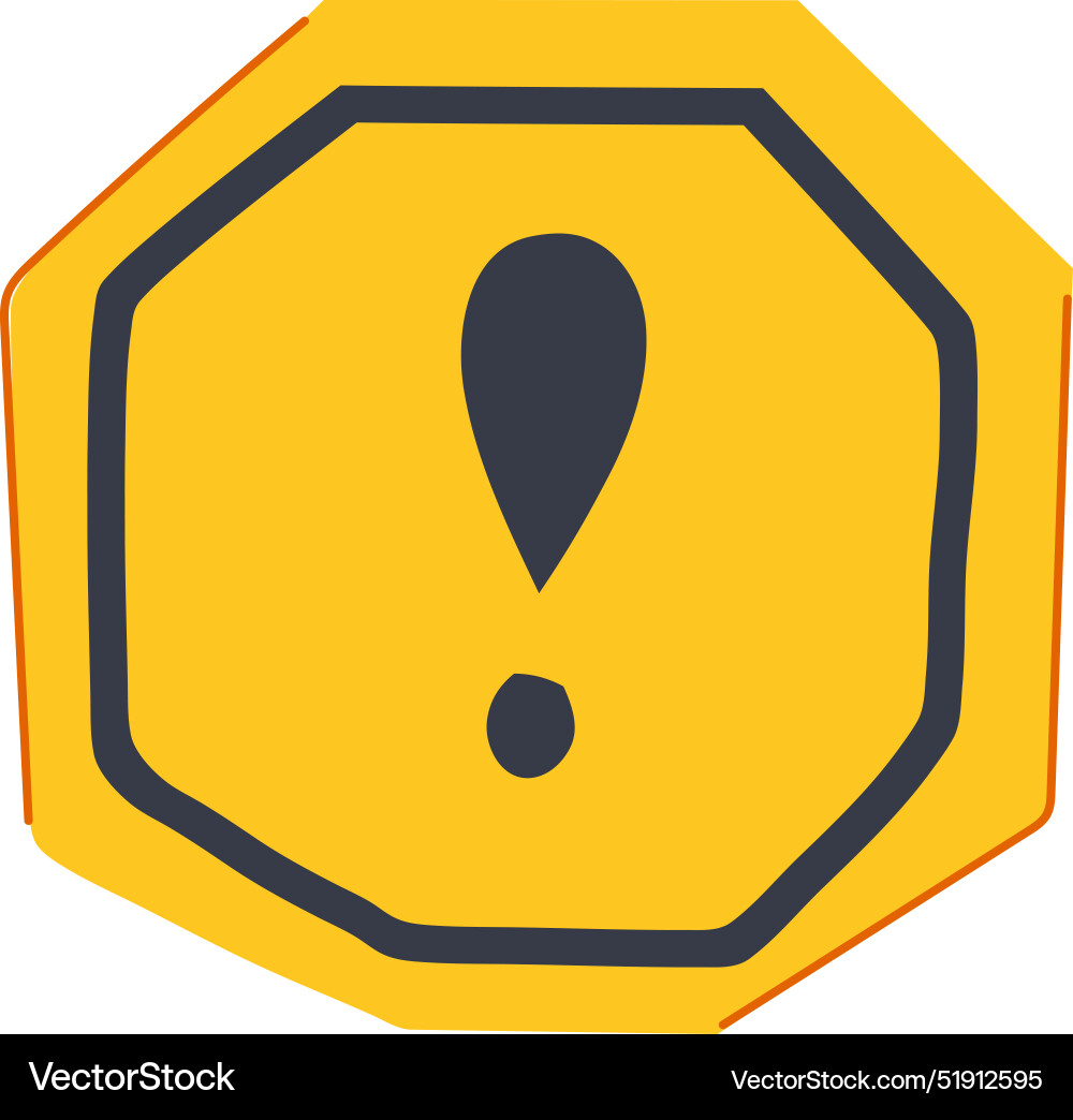 Caution yellow warning sign cartoon Royalty Free Vector
