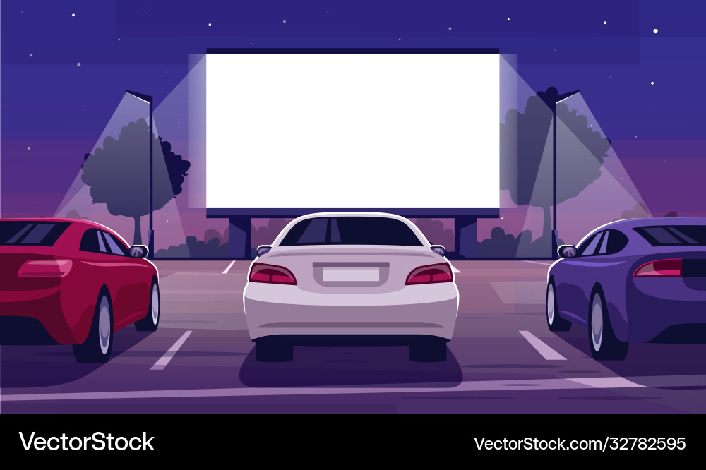 Drive-In Cinema Scene Royalty Free Vector Image
