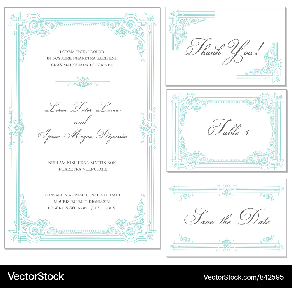 Elegant Vintage Wedding Frame Set Royalty Free Vector Image