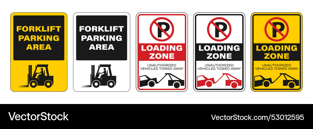 Forklift parking area and loading zone sign board Vector Image