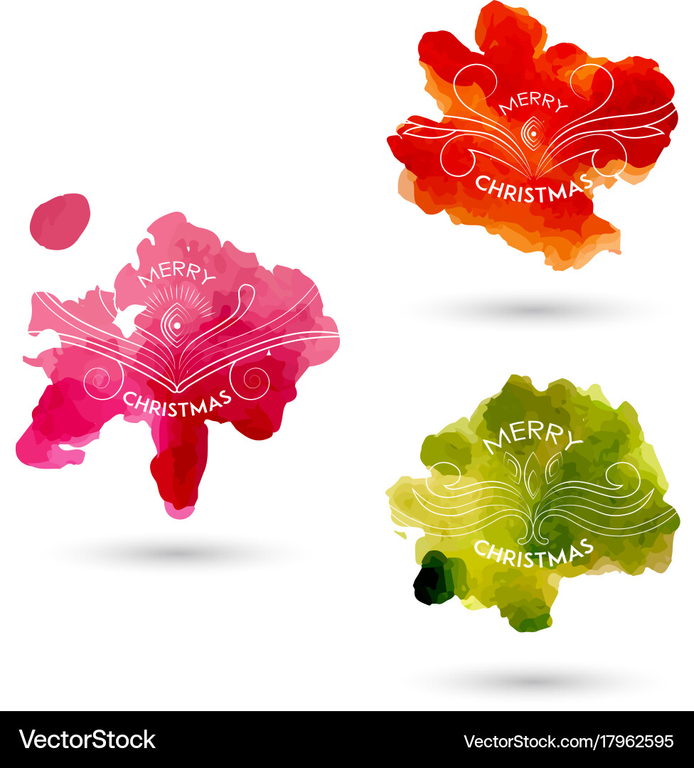 Hand drawn watercolor christmas logo designs Vector Image