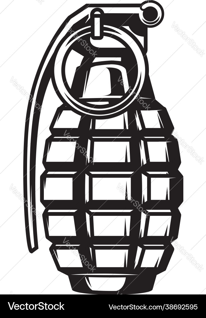 Hand grenade in monochrome style design element Vector Image
