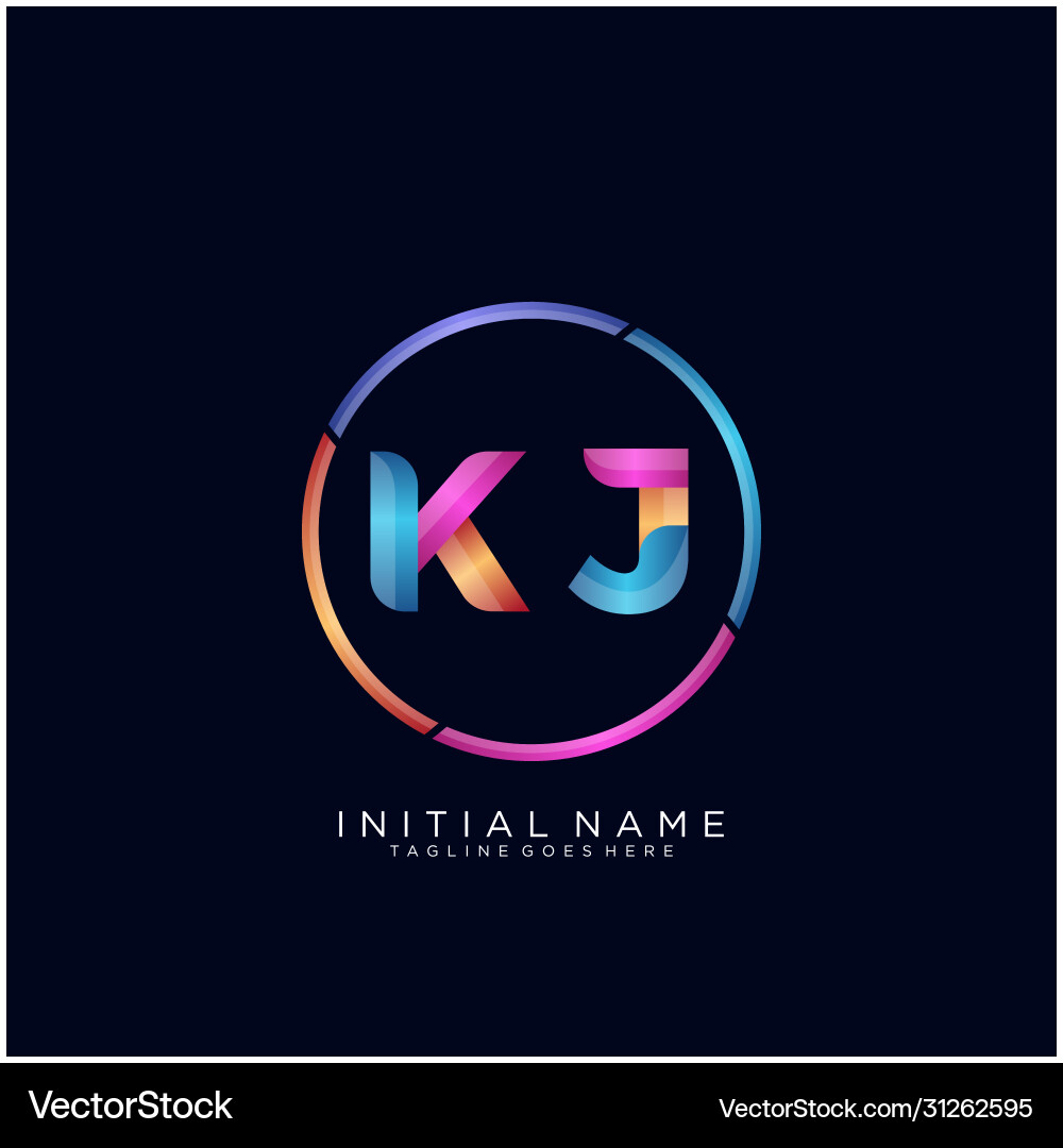 Kj letter logo icon design template elements Vector Image