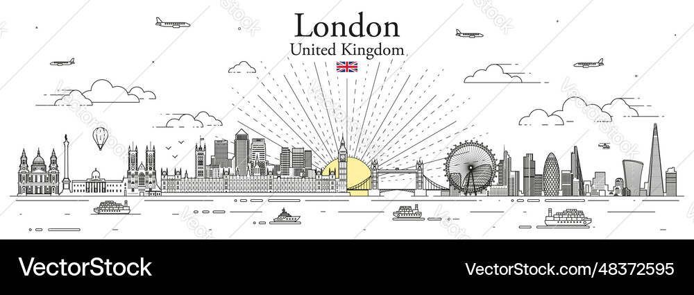 London cityscape line art Royalty Free Vector Image