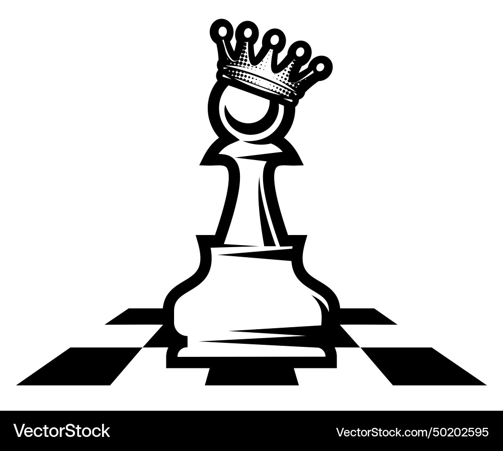Pawn with a crown on chess field Royalty Free Vector Image