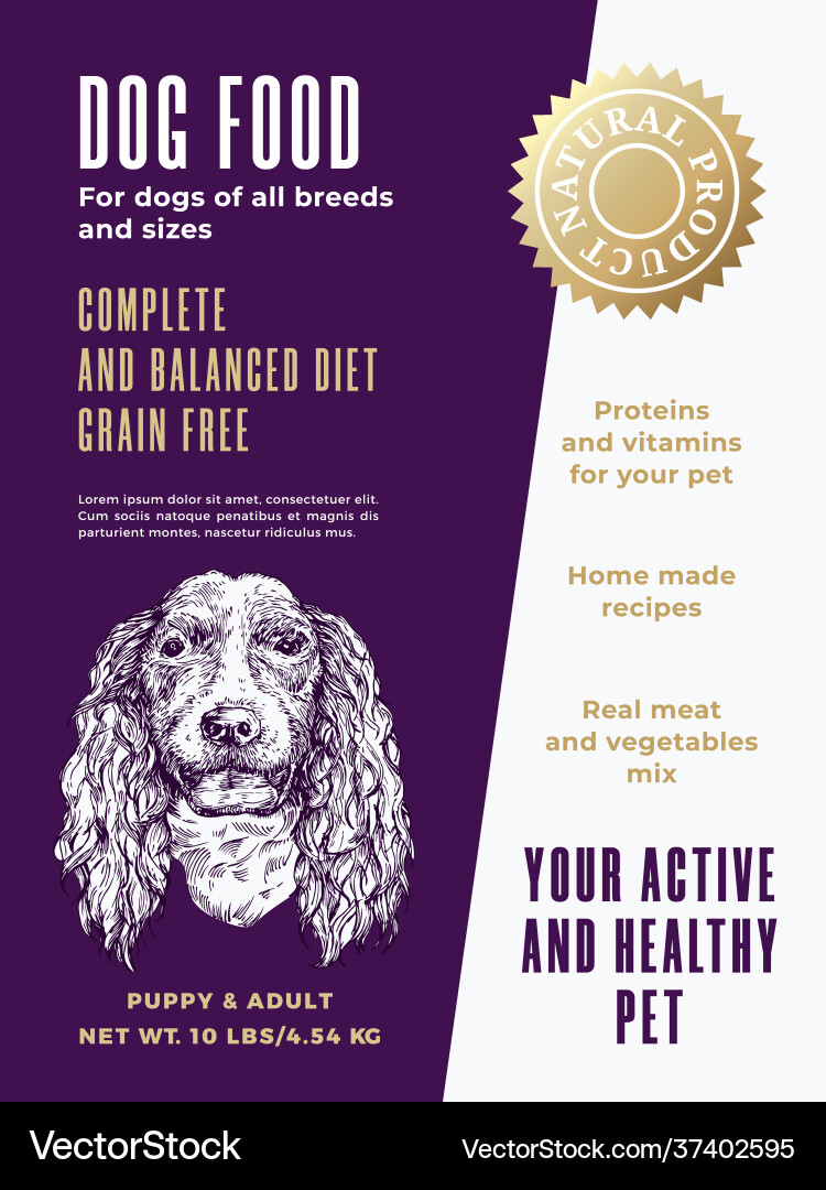 Pet food product label template abstract Vector Image