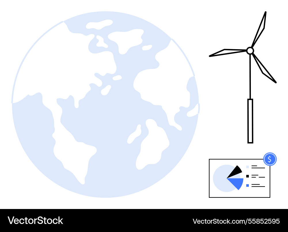 Renewable energy concept with wind turbine earth Vector Image