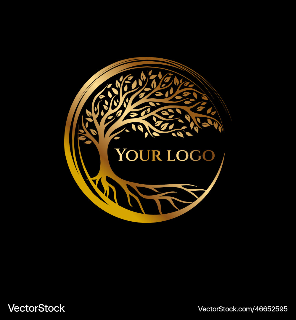 Tree encircled logo design logotype leaf Vector Image