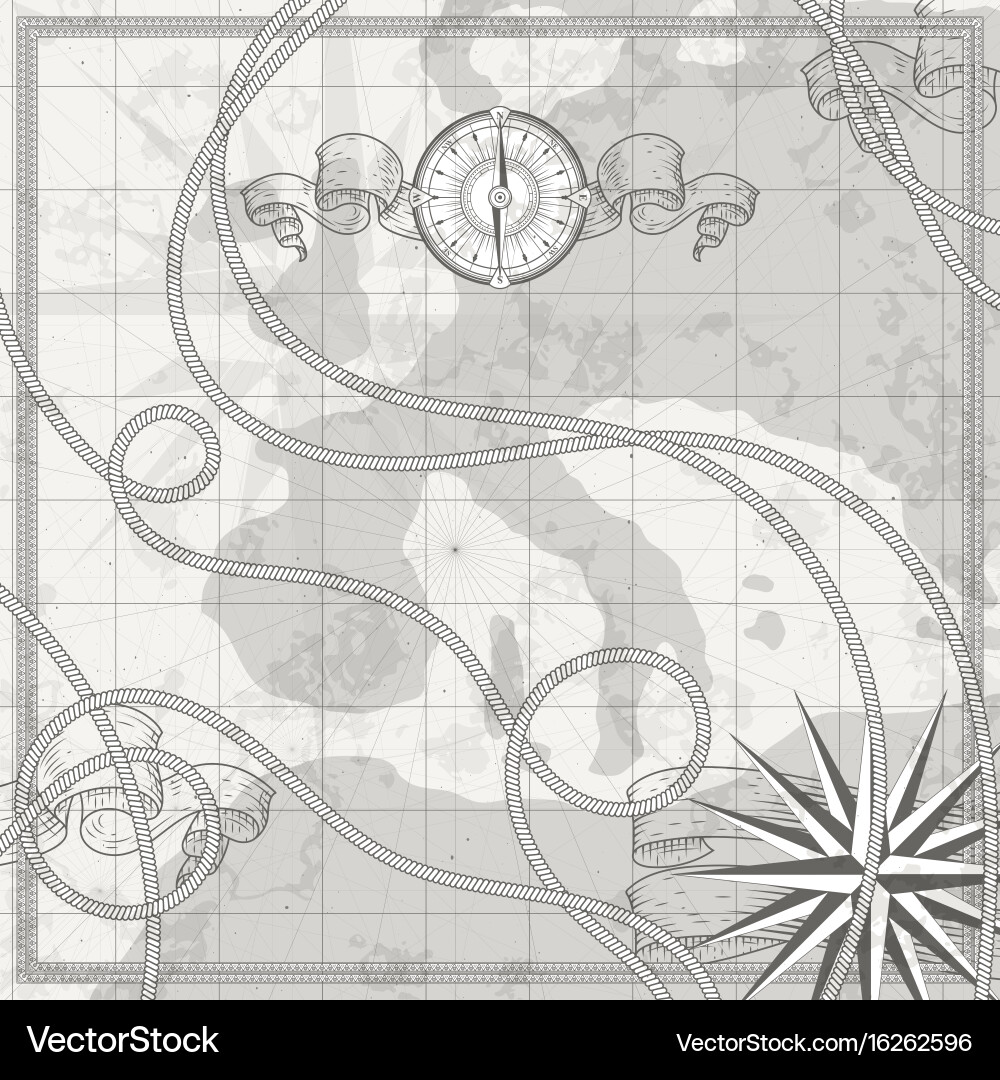 Antique nautical world map on parchment compass Vector Image