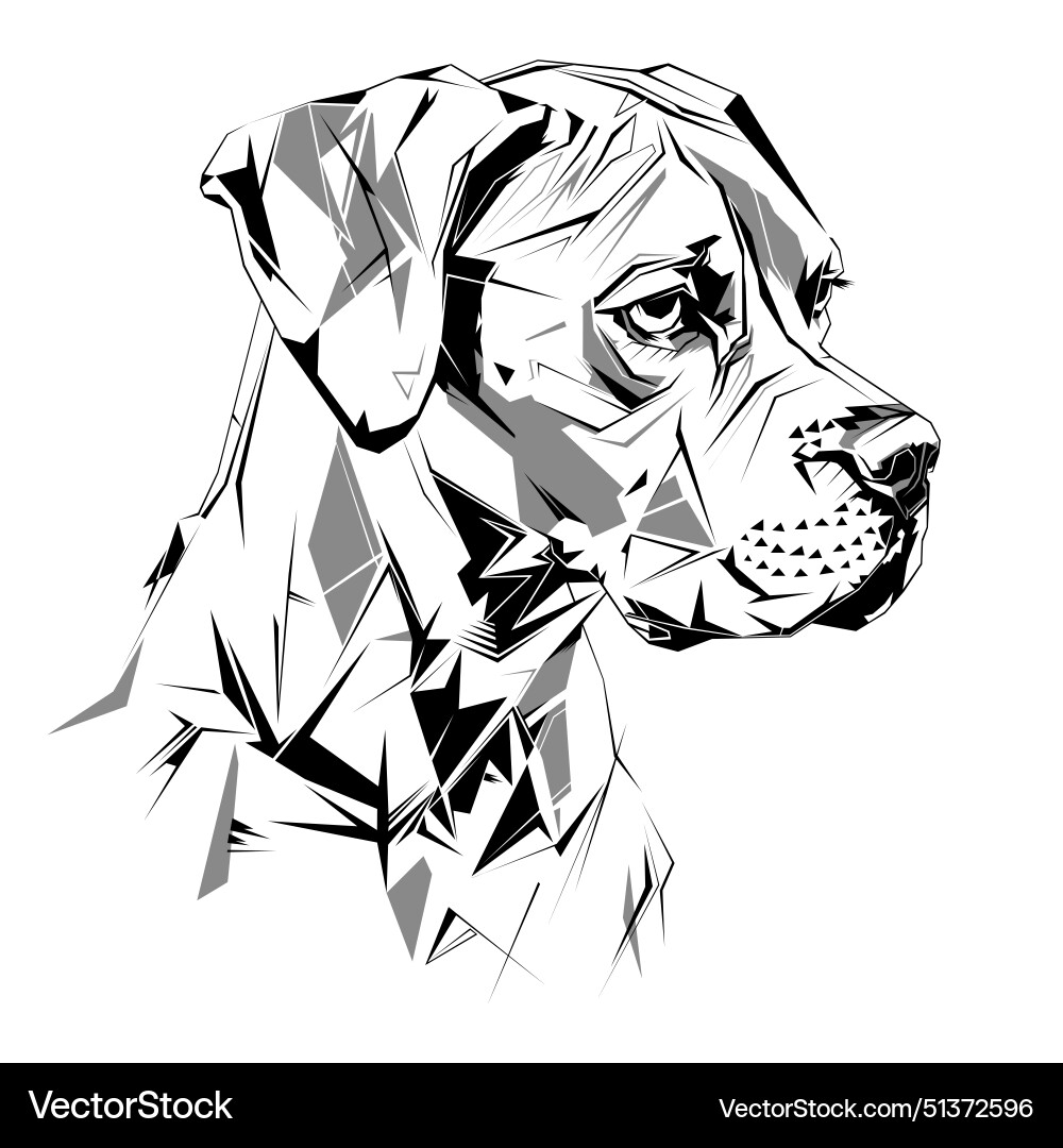Dog abstract black and white Royalty Free Vector Image