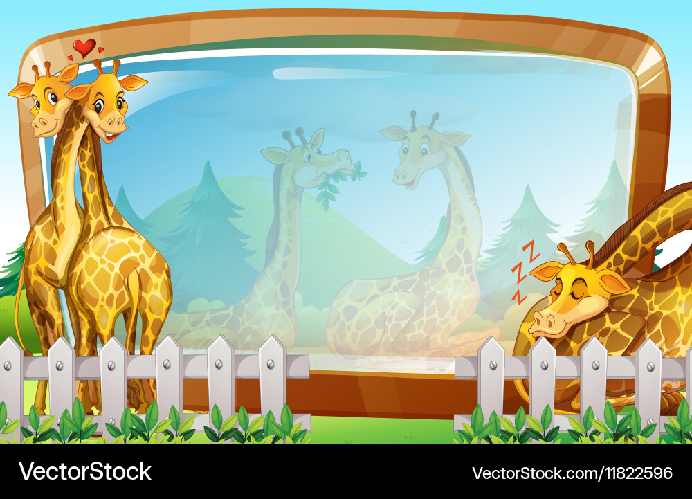 Frame template with giraffe in park Royalty Free Vector